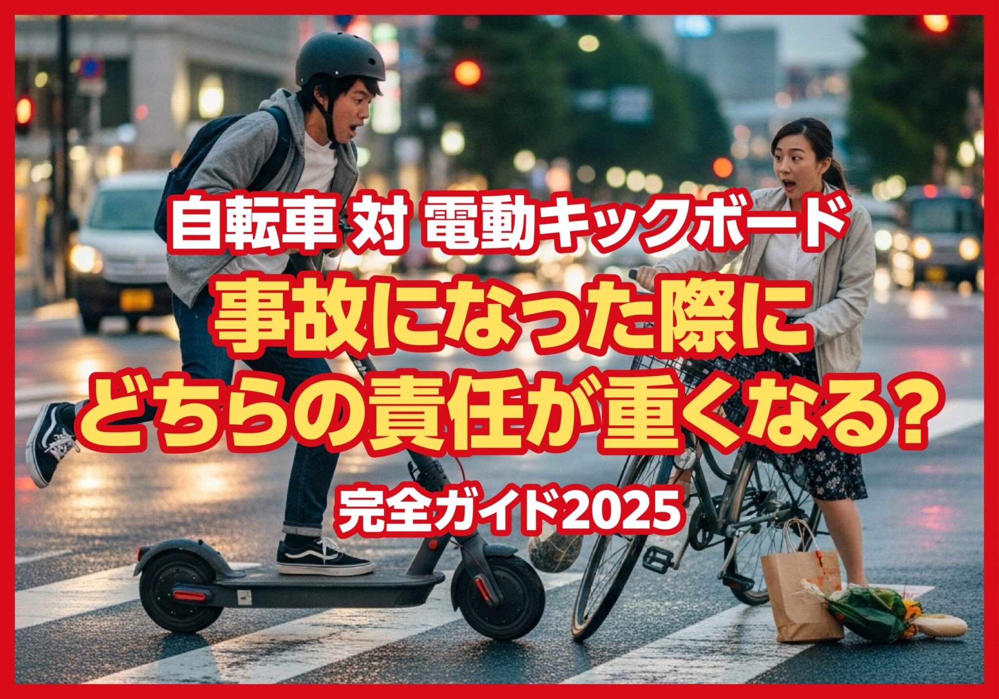 事故になった際にどちらの責任が重くなる？（自転車対電動キックボード）完全ガイド2025 - eKick研究所 事故になったらどちらの責任が重くなる？（自転車対電動キックボード）